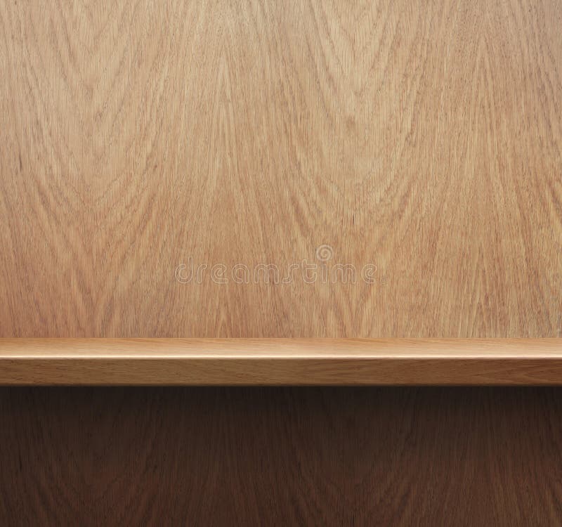 Empty Three Wood Shelf on Wood Decorative Wall Stock Photo - Image of ...