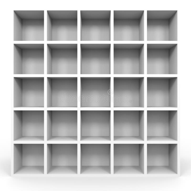 Empty bookshelf on white. stock illustration. Illustration of furniture ...