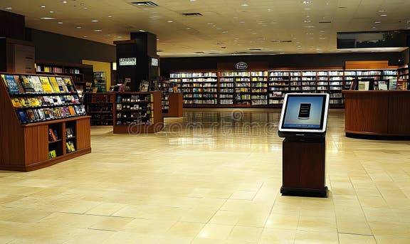 Serene Bookstore Interior stock illustration. Illustration of floor ...