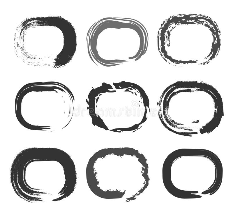 Empty Borders. Set of Black Round Grunge Frames. Square with Rounded ...