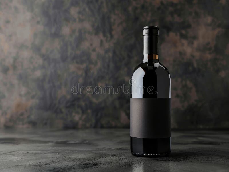 Empty Bottle with Black Empty Label for Presentation, Copyspace Area ...