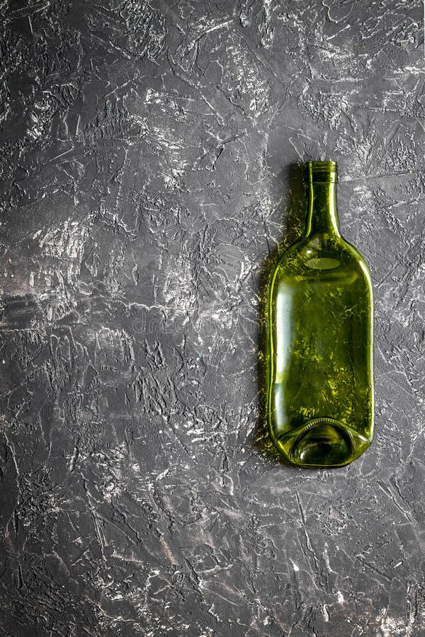 Empty Bottle on Grey Background Top View Copy Space Stock Image - Image ...