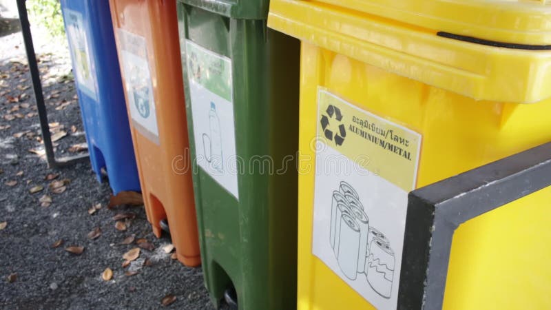 Empty Bottle. Plastic Garbage Bin Trash Container. Hand Bottle into ...