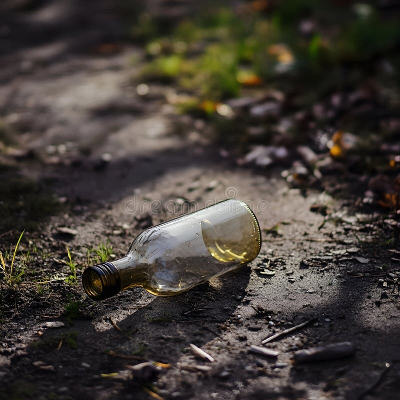 Empty Bottle Waste. Glass Trash on the Bottom Stock Illustration ...