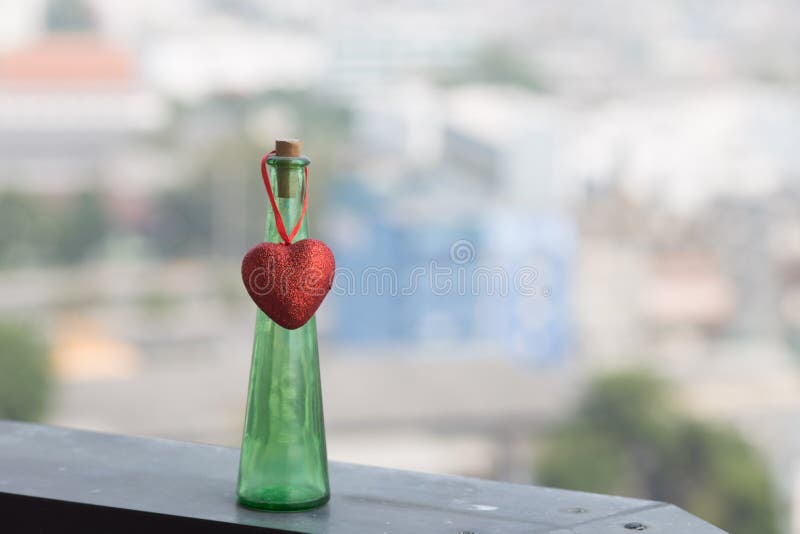 Empty Bottles and Red Heart Stock Photo - Image of wool, holiday: 49486476