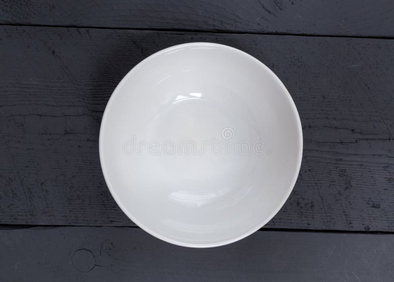 Empty Bowl on a Black Wooden Bird S Eye View Stock Image - Image of ...