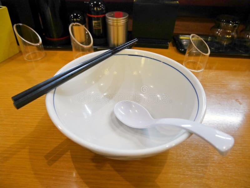 Bowl Of Ramen Soup With Pork, Shiitake And Enoki Mushrooms, Marinated ...