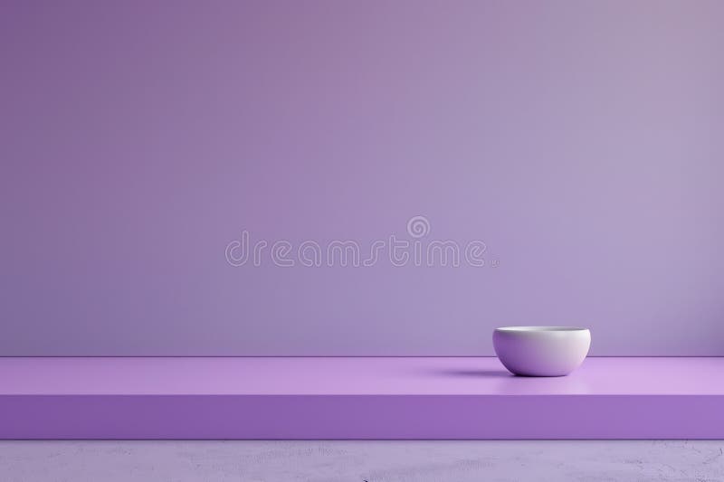 Empty Bowl Sitting on Shelf with Purple Wall Background Stock ...