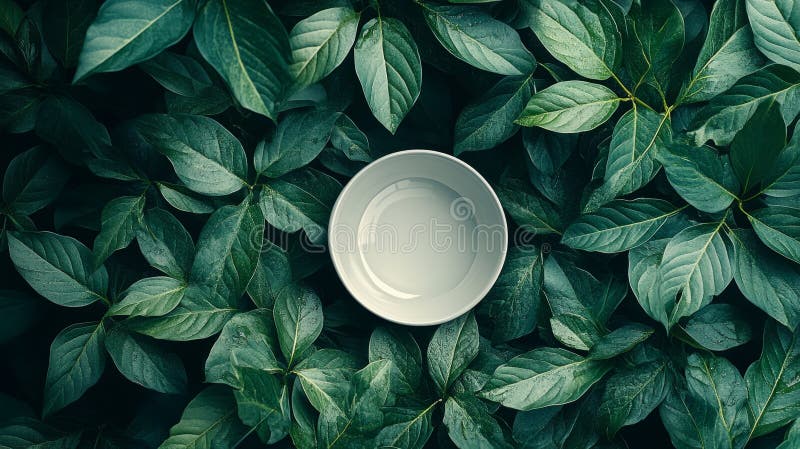 Empty Bowl Surrounded Lush Green Leaves Stock Photos - Free & Royalty ...