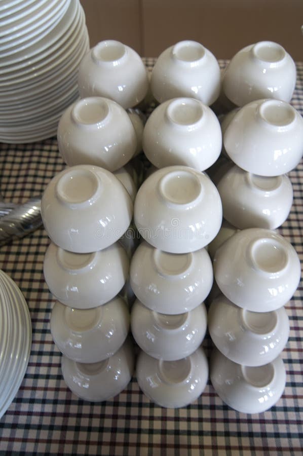 Empty Bowls, Plates, Cups for Buffet Stock Photo - Image of clean ...