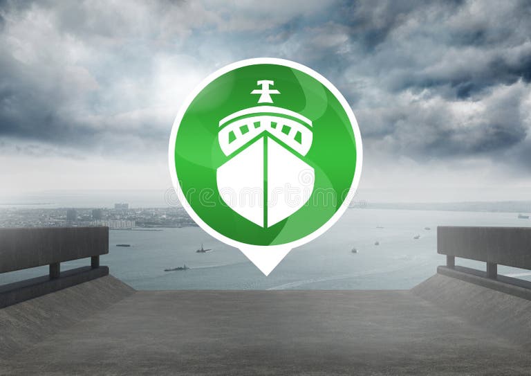 Ship icon by sea stock illustration. Illustration of coastline - 100271888