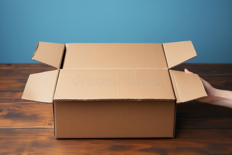 Empty Box Allure Female Hands Hold an Open Brown Cardboard Box Stock ...