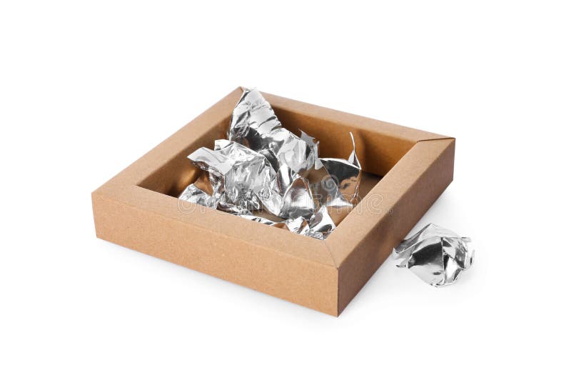 Empty Box of Chocolate Candies with Foil Isolated on White Stock Image ...