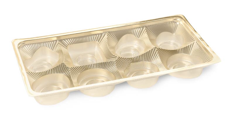 Empty Box of Chocolate Candies Isolated on White Stock Photo - Image of ...