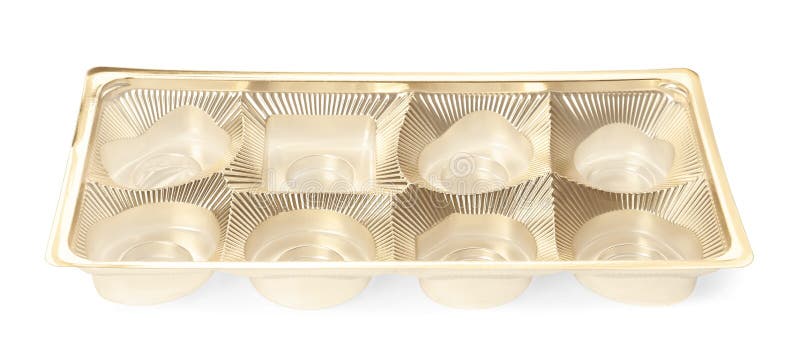 Empty Box of Chocolate Candies Isolated on White Stock Photo - Image of ...