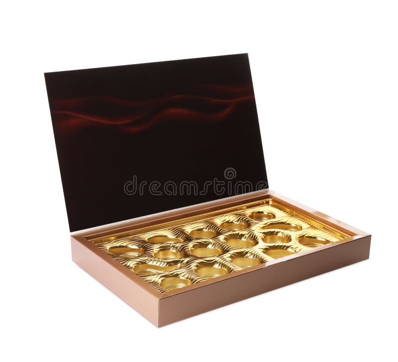 Empty Box of Chocolate Candies Isolated on White Stock Photo - Image of ...