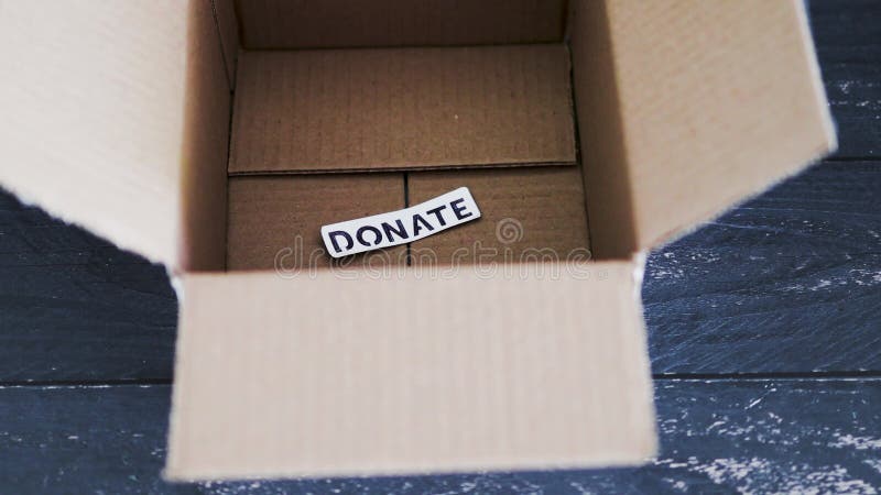Empty Box with Donate Label for Second-hand Items To Be Given Away ...