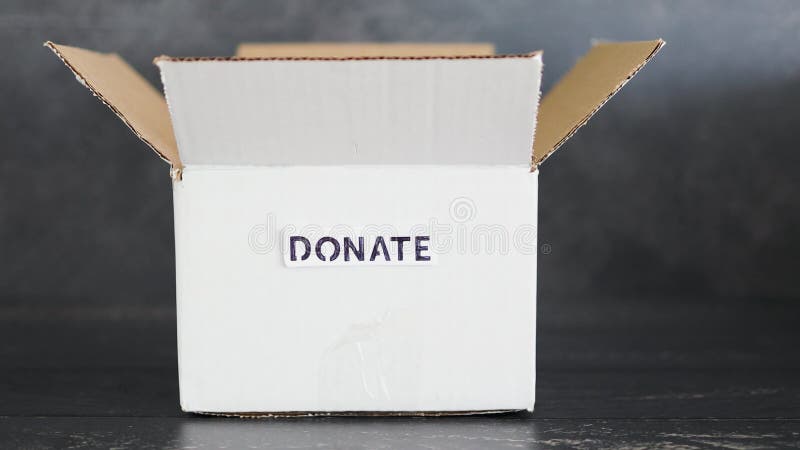 Empty Box with Donate Label for Second-hand Items To Be Given Away ...