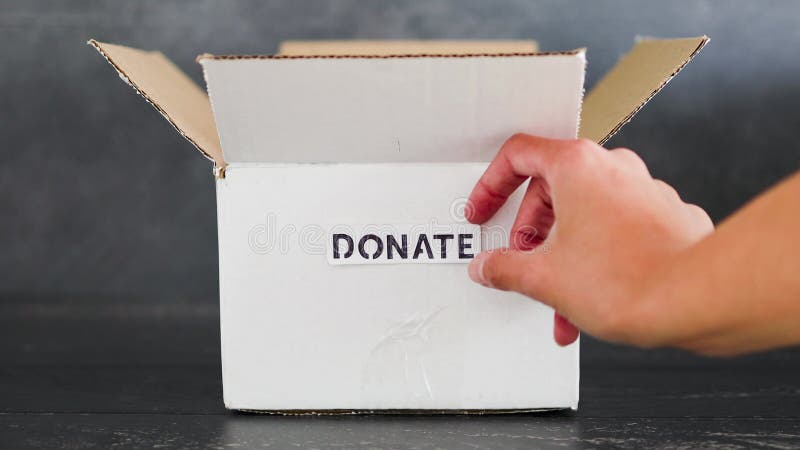 Empty Box with Donate Label for Second-hand Items To Be Given Away ...