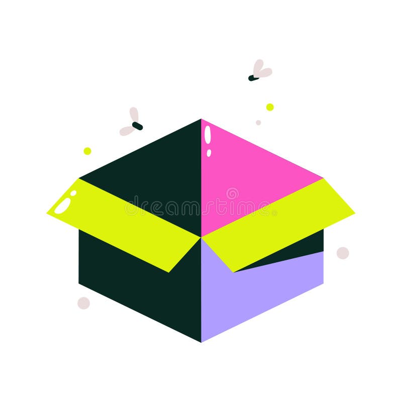 Empty Box in Flat Vector Illustration Symbolizing Minimalism, Storage ...