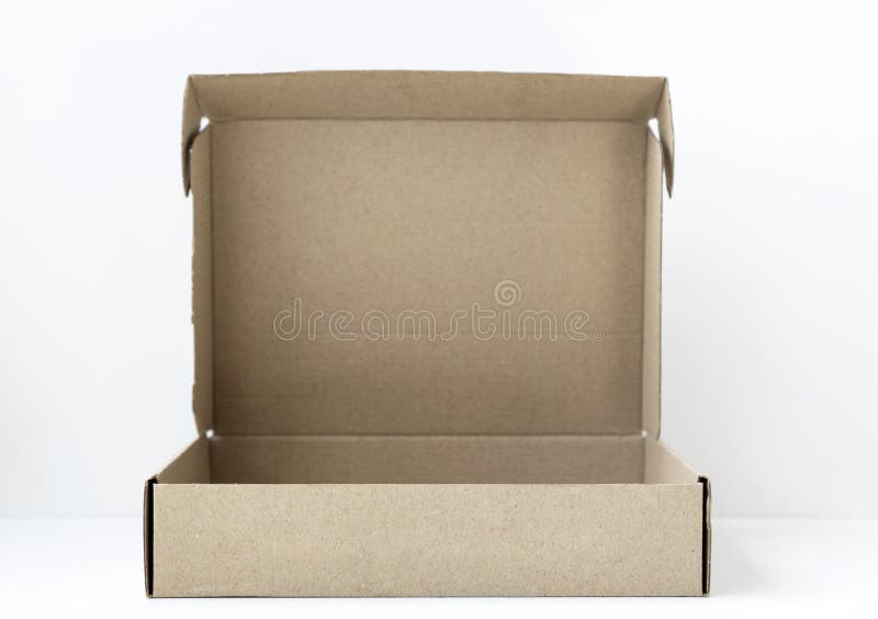 Empty Box. Open Empty Cardboard Box Isolated on White Background. Focus ...