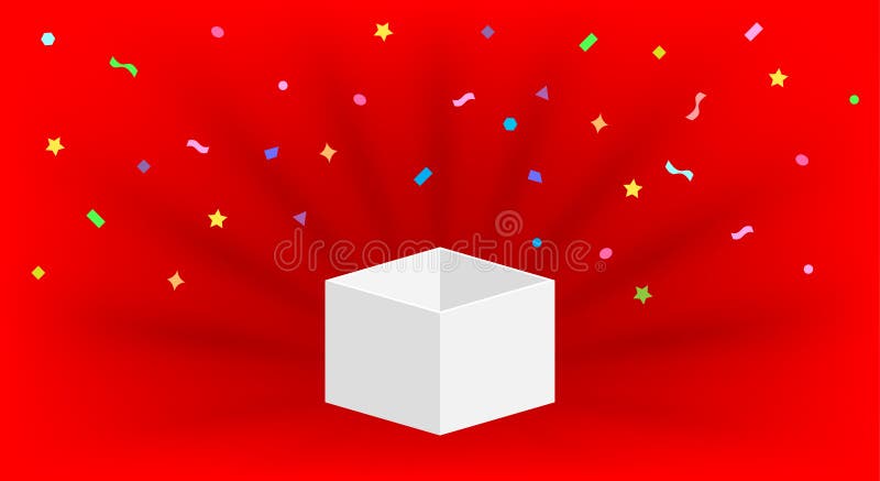 Empty Box Open Isolated on Red Background, Open White Box for Surprise ...