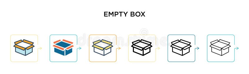 Empty Box Vector Icon in 6 Different Modern Styles. Black, Two Colored ...