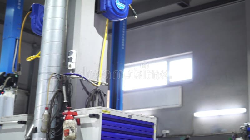 Empty Boxes of a Auto Service with a Car Wash. Footage. Clean Room of ...