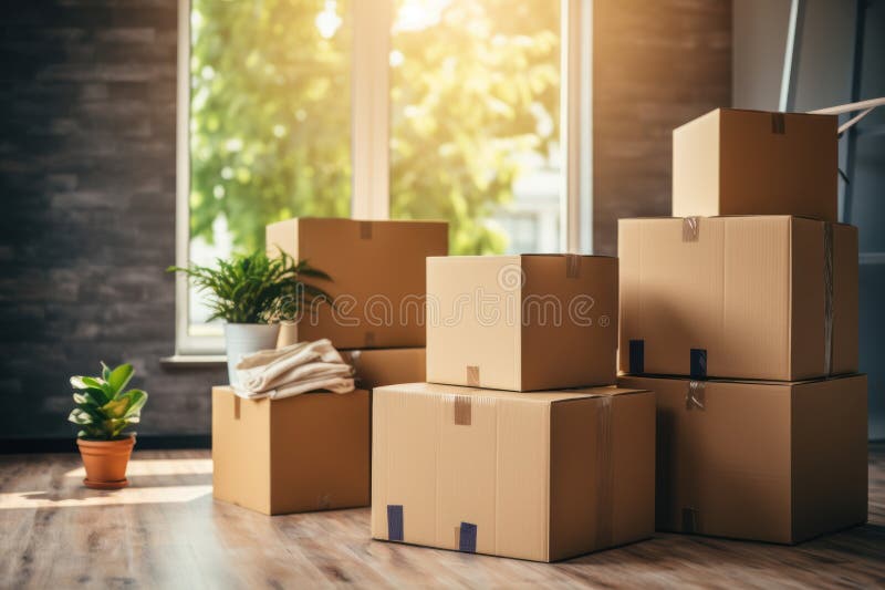 Empty Boxes Being Transferred To a New House - Generative AI Stock ...