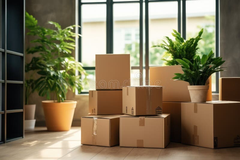Empty Boxes Being Transferred To a New House - Generative AI Stock ...