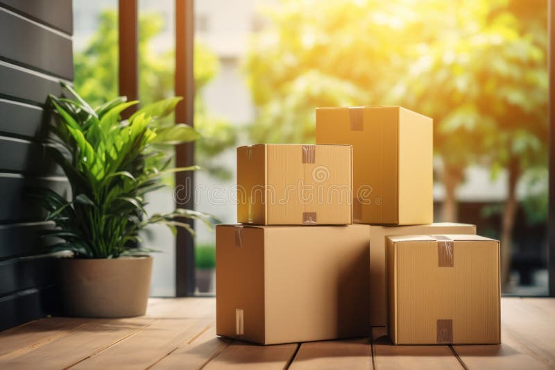 Empty Boxes Being Transferred To a New House - Generative AI Stock ...