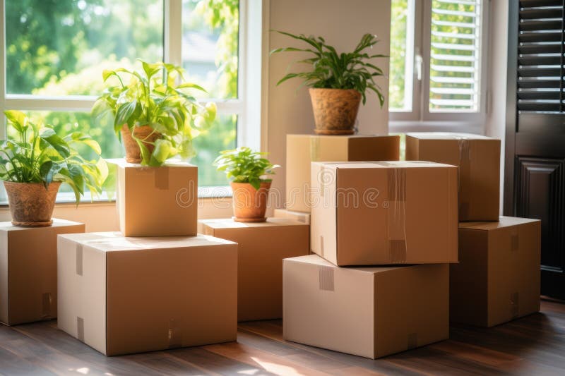 Empty Boxes Being Transferred To a New House - Generative AI Stock ...
