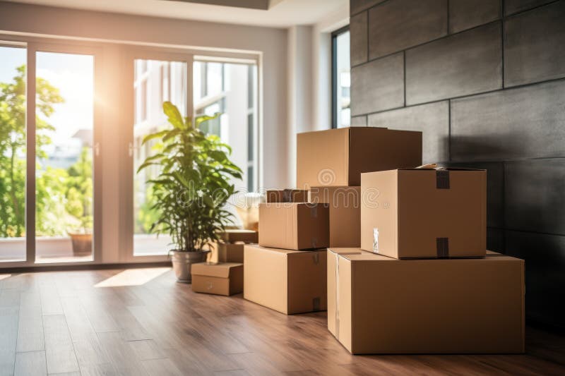 Empty Boxes Being Transferred To a New House - Generative AI Stock ...