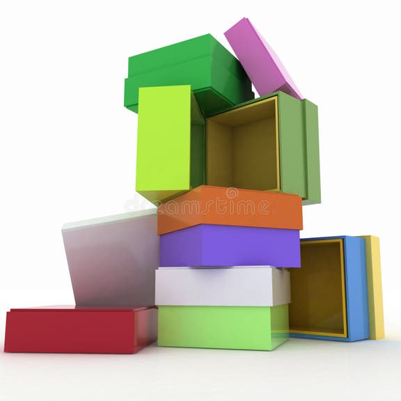 Empty Boxes with Cover for Gifts Stock Illustration - Illustration of ...