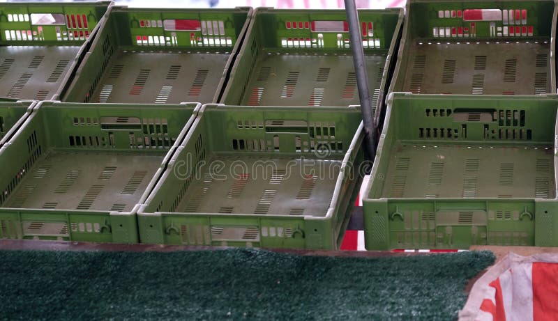 Empty Boxes at a Market Booth Stock Image - Image of farmers, stall ...