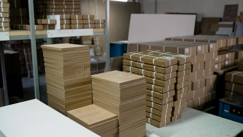 Empty Boxes for Packaging Goods. Warehouse with Boxes Ready before ...
