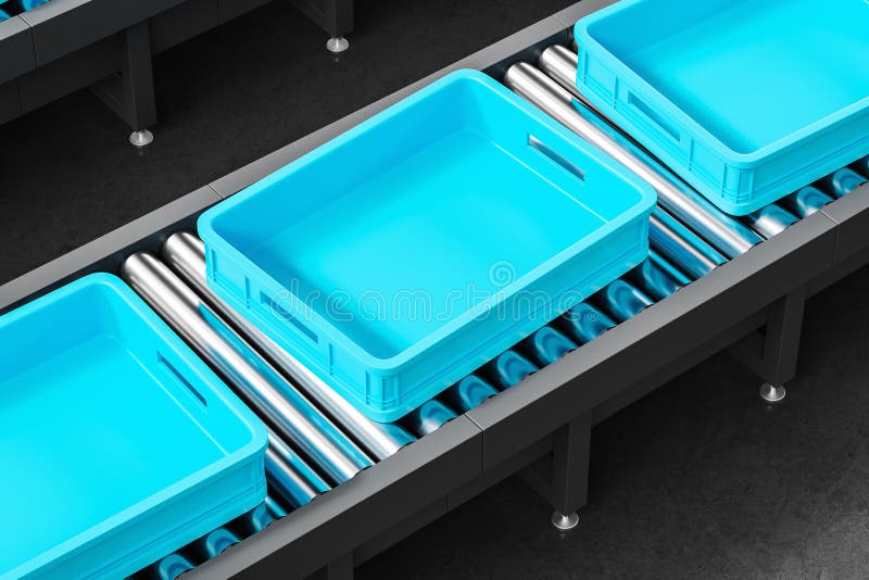 Empty Boxes for Personal Items at Airport Security Check Stock ...