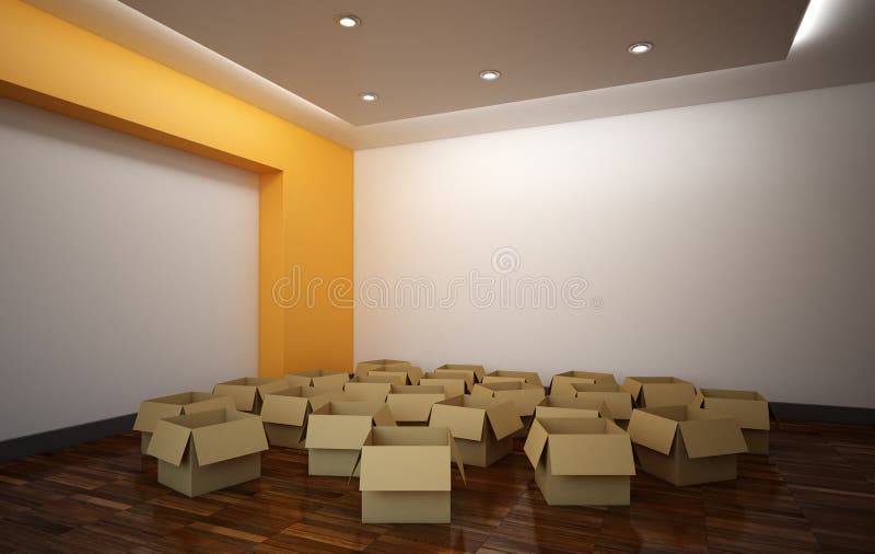 Empty Boxes in the Room stock illustration. Illustration of objects ...