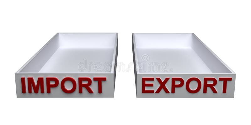 Empty Boxes with Text Import and Export Stock Illustration ...