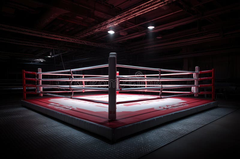 Empty Boxing Arena with Red Ropes Stock Illustration - Illustration of ...