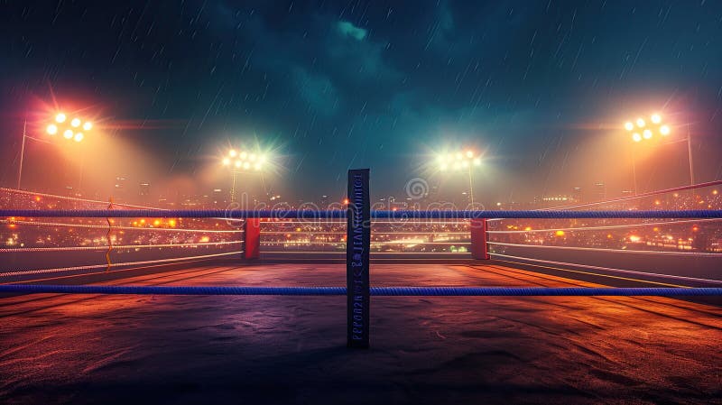 Empty Boxing Ring with Background Lights. Generative AI. Stock Photo ...