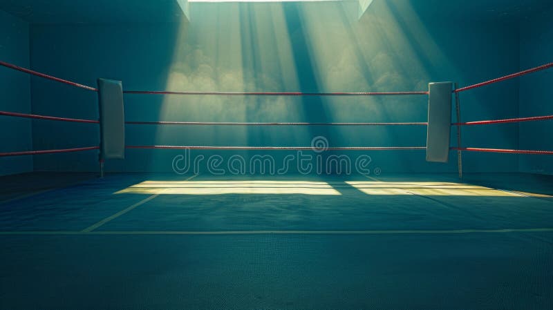 Empty Boxing Ring, Bathed in Dramatic Spotlights, Stands Ready for the ...