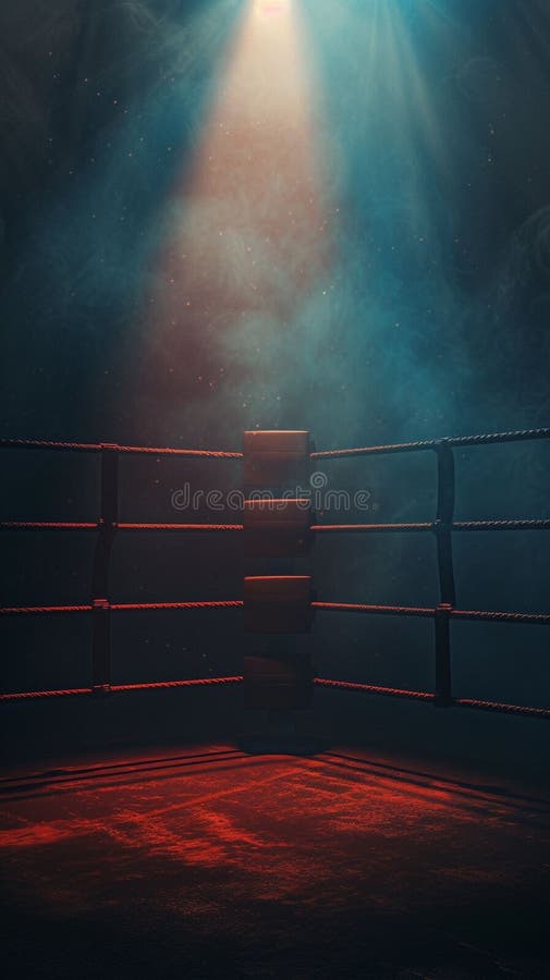 Empty Boxing Ring Corner Illuminated by Spotlight Stock Illustration ...