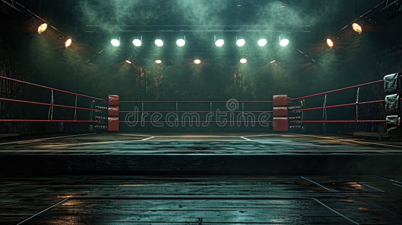 Empty Boxing Ring with Dramatic Lighting, Awaiting a Fight Stock Image ...
