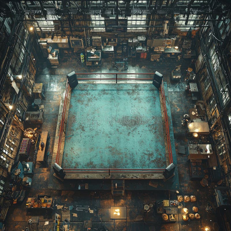 Empty Boxing Ring is Highlighted in Training Facility Various Gym ...