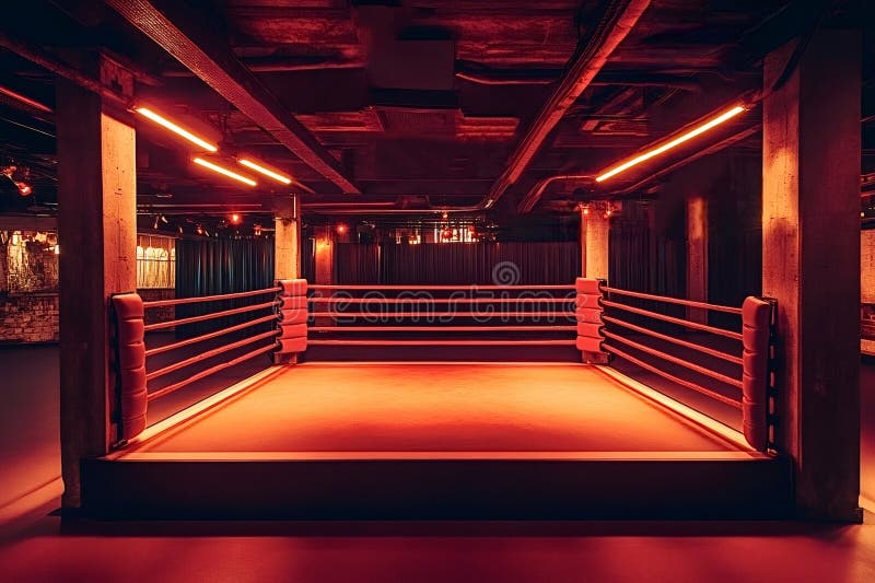 Empty Boxing Ring Dark Underground Gym Stock Photos - Free & Royalty ...
