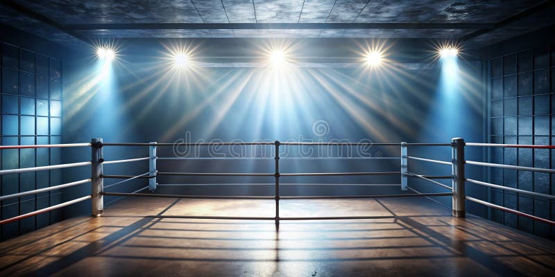Empty Boxing Ring Illuminated by Sun Beams from the Outside AI-Created ...