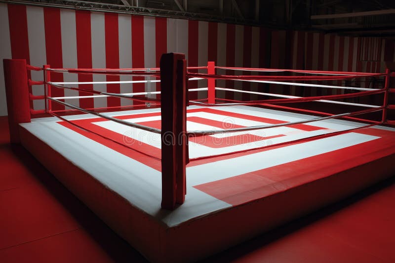 Empty Boxing Ring Red and White Canvas Stock Illustration ...
