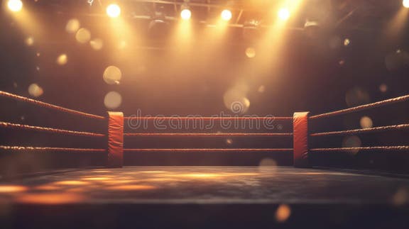 Empty Boxing Ring with Spotlights Stock Illustration - Illustration of ...