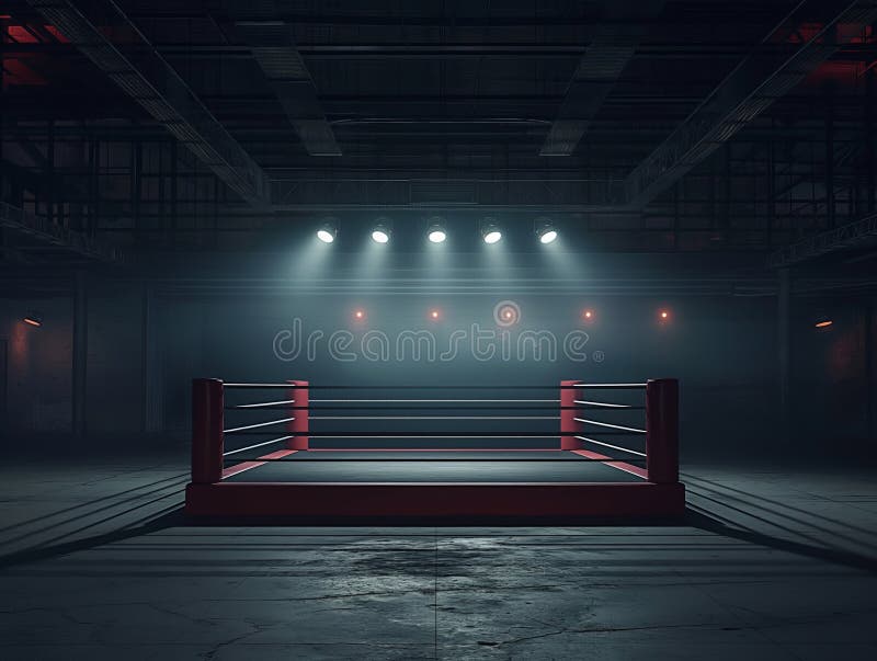 Empty Boxing Ring Under Dramatic Lighting Stock Image - Image of fight ...